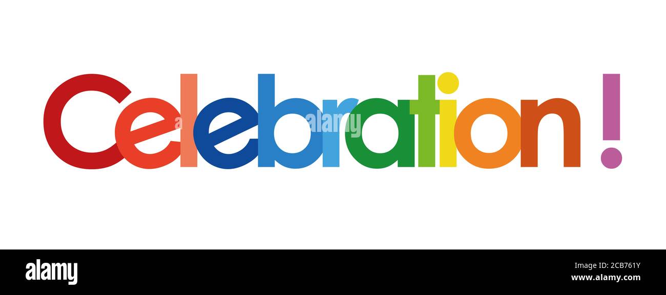 celebration text in white background Stock Photo - Alamy