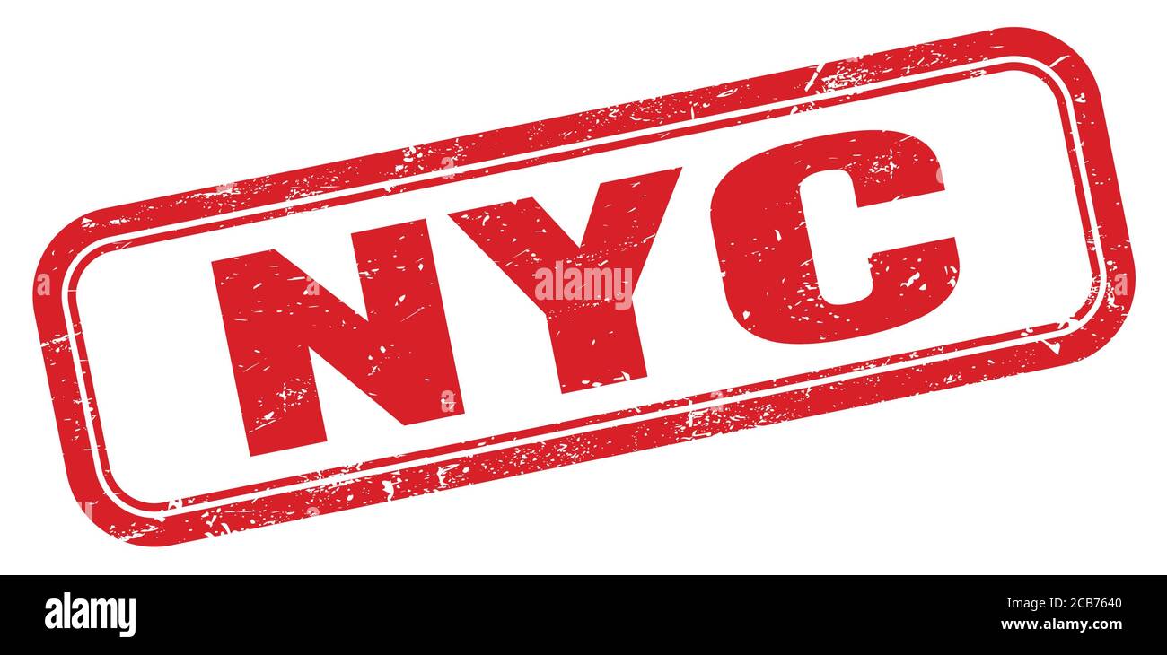 NYC red grungy rectangle stamp sign Stock Photo - Alamy