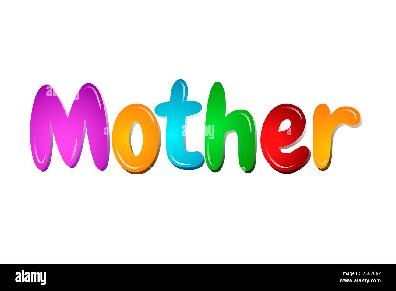 mother in cartoon colorful letters banner for kids Stock Photo - Alamy