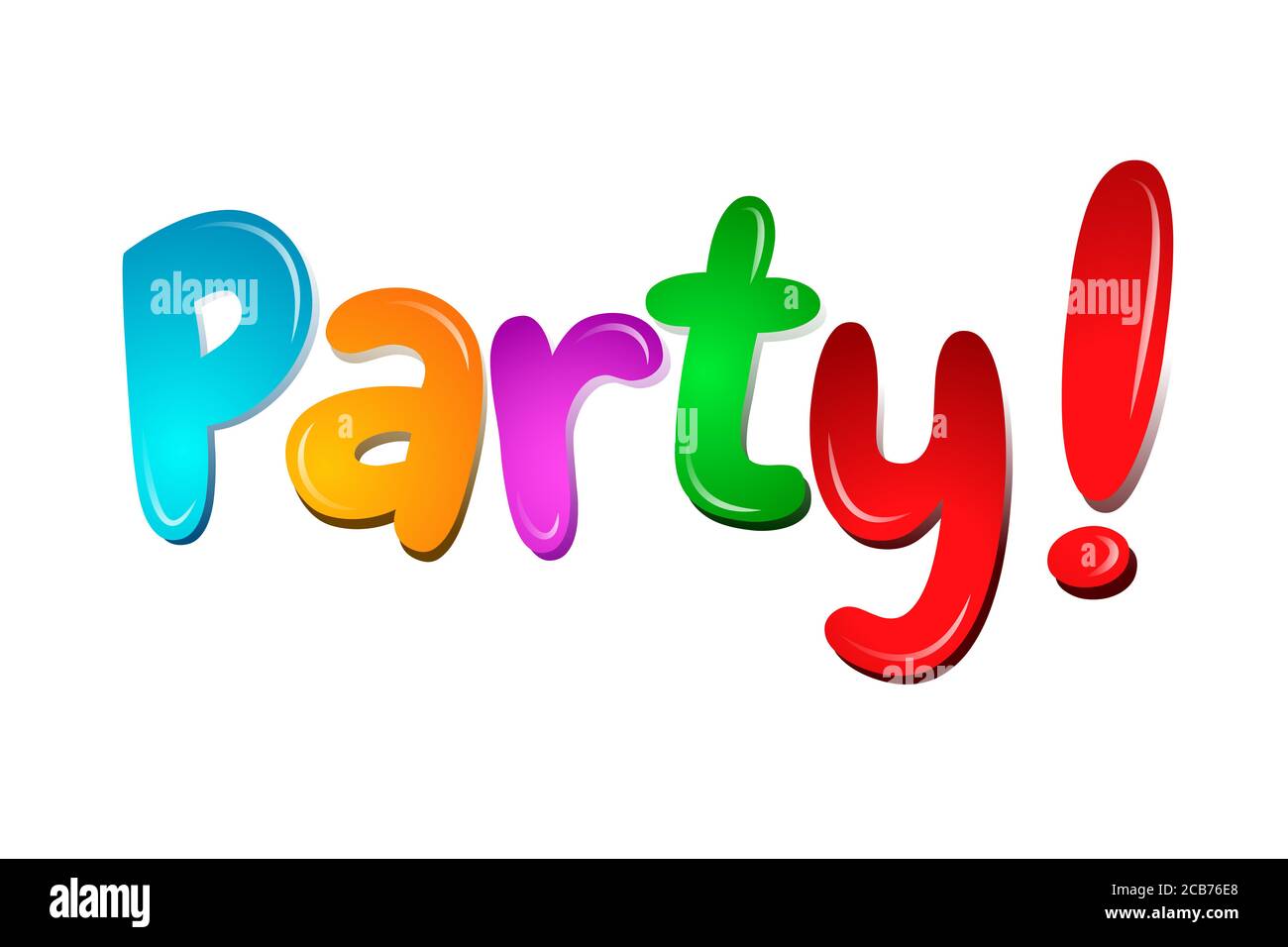 Party in cartoon colorful letters banner for kids Stock Photo - Alamy