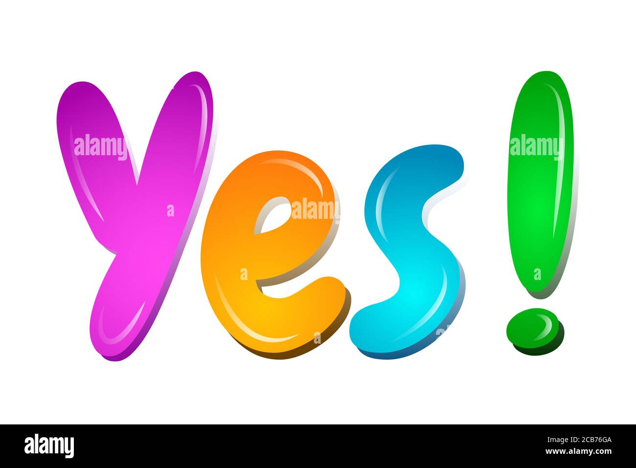 yes in cartoon colorful letters banner for kids Stock Photo - Alamy