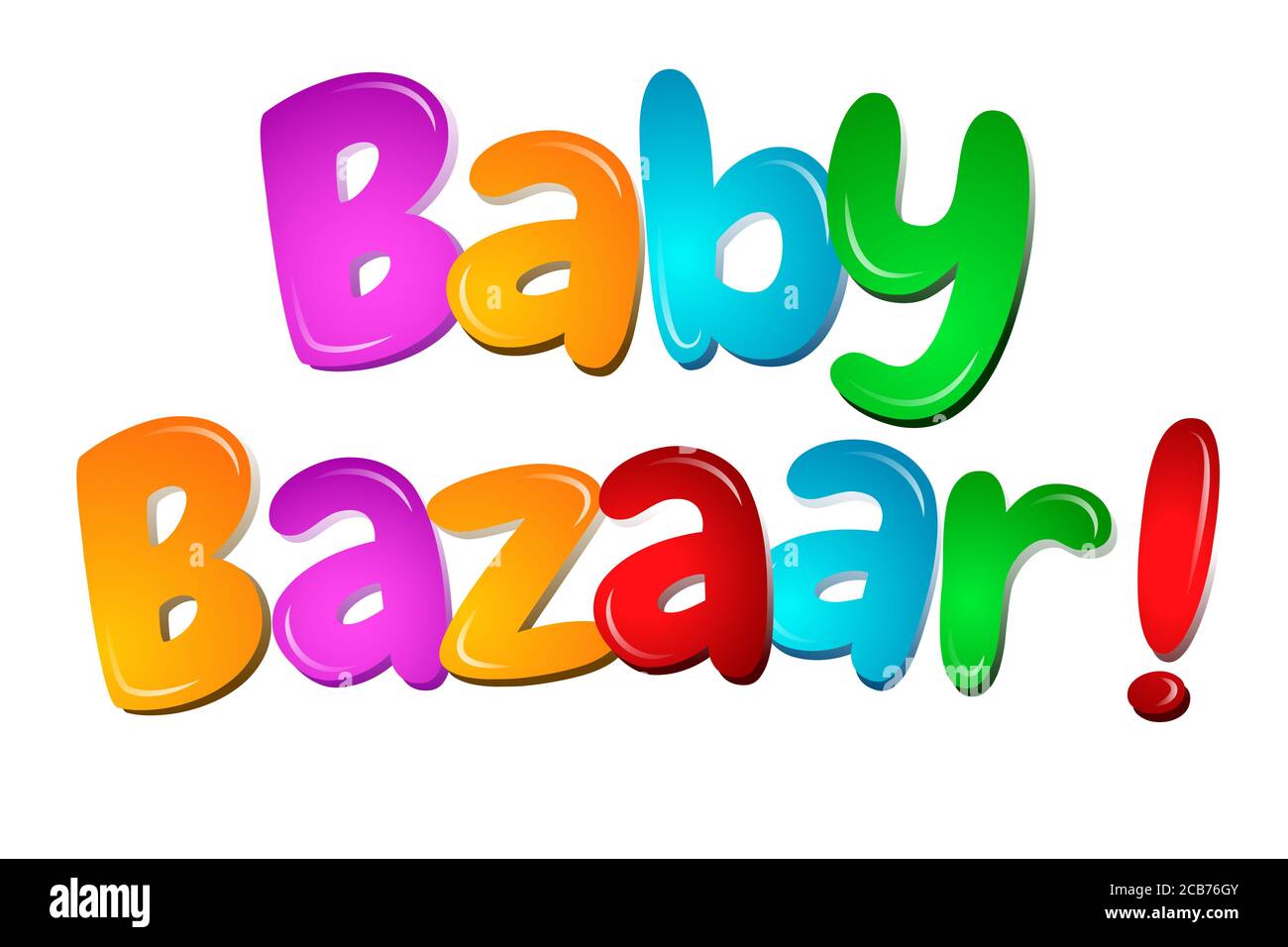 Baby Bazaar in cartoon colorful letters banner for kids Stock Photo - Alamy