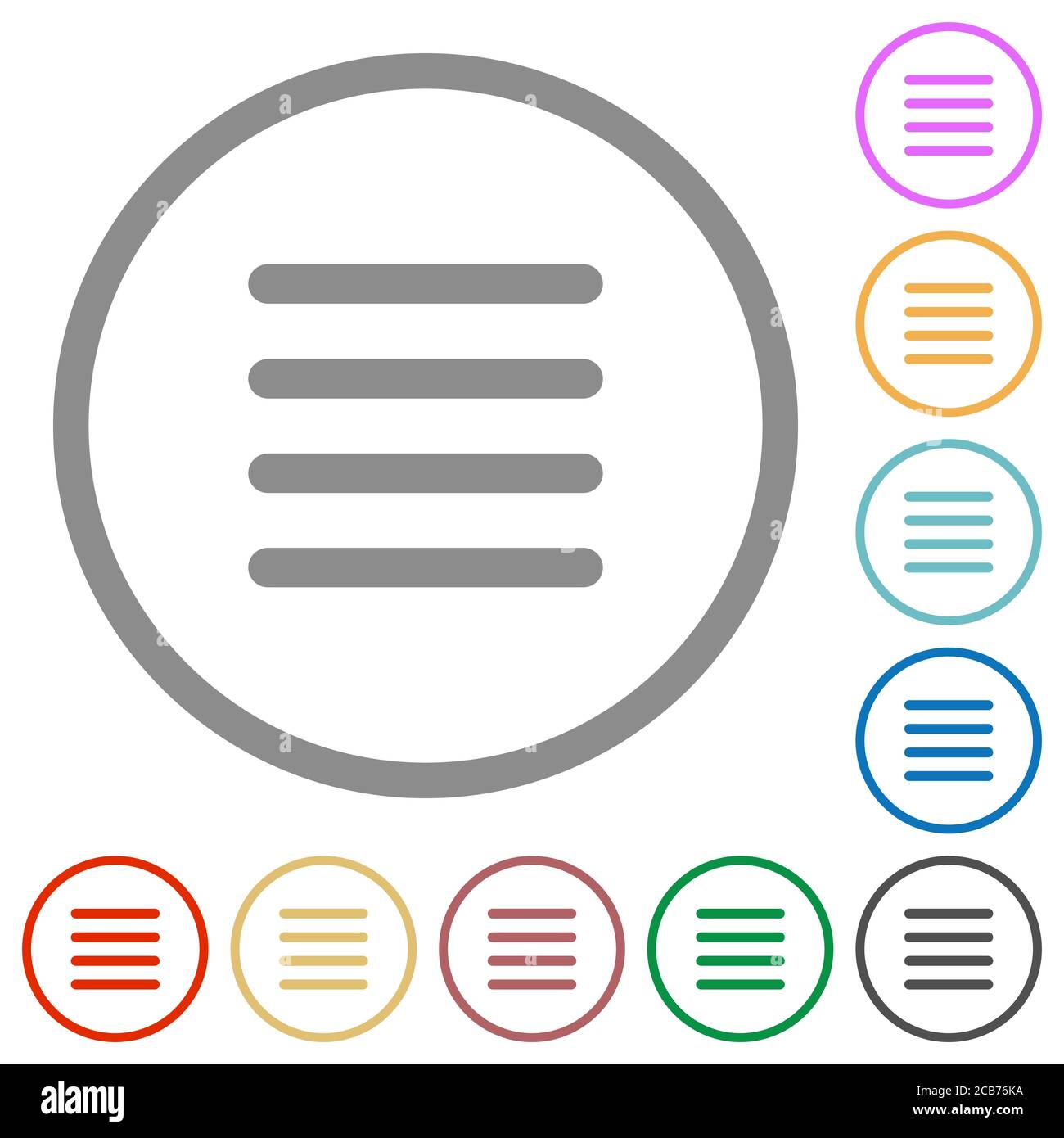 Text align justify flat color icons in round outlines on white background Stock Vector Image ...