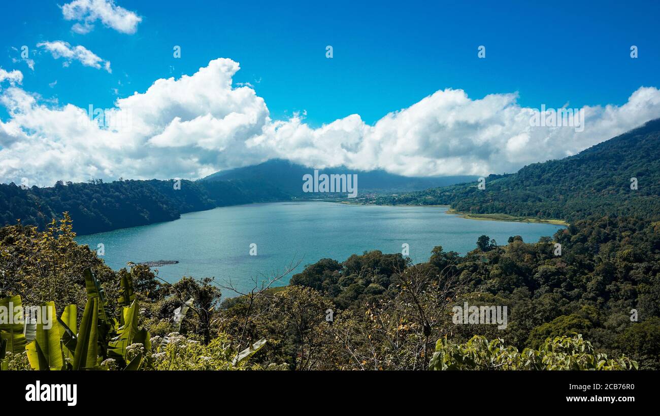 Beautiful lake view with dense tropical forest Stock Photo - Alamy