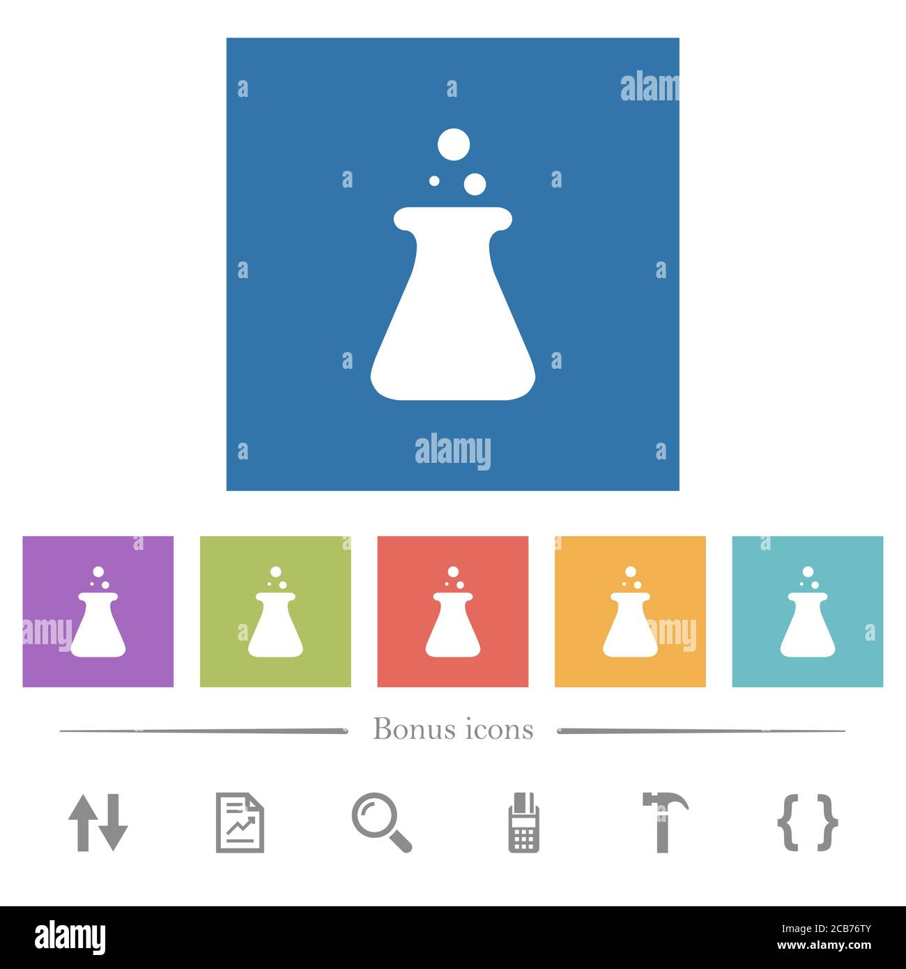 Laboratory flat white icons in square backgrounds. 6 bonus icons ...