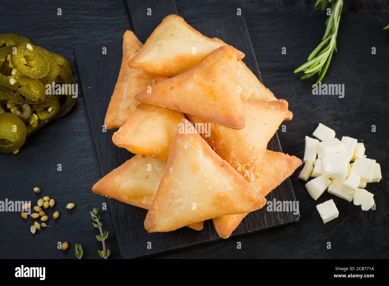 Homemade Samosas wiith Chutneys Diwali snacks, selective focus ...