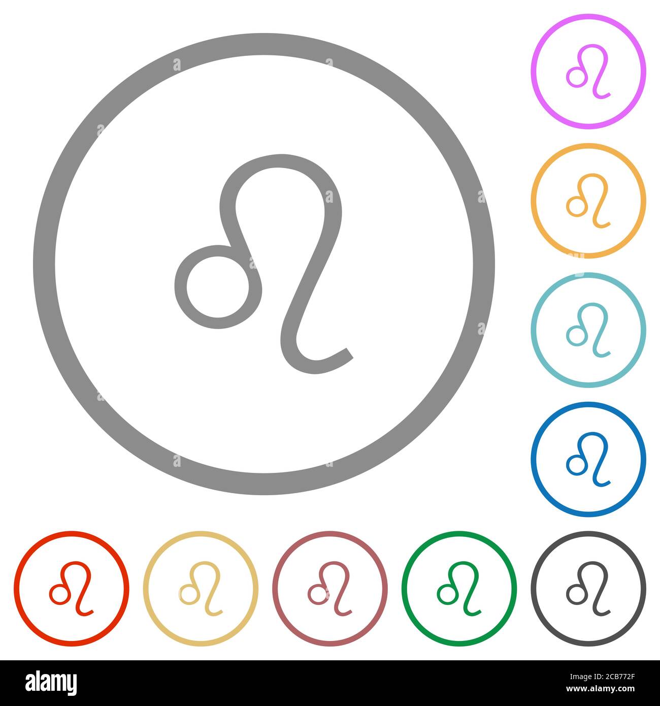Leo zodiac symbol flat color icons in round outlines on white ...