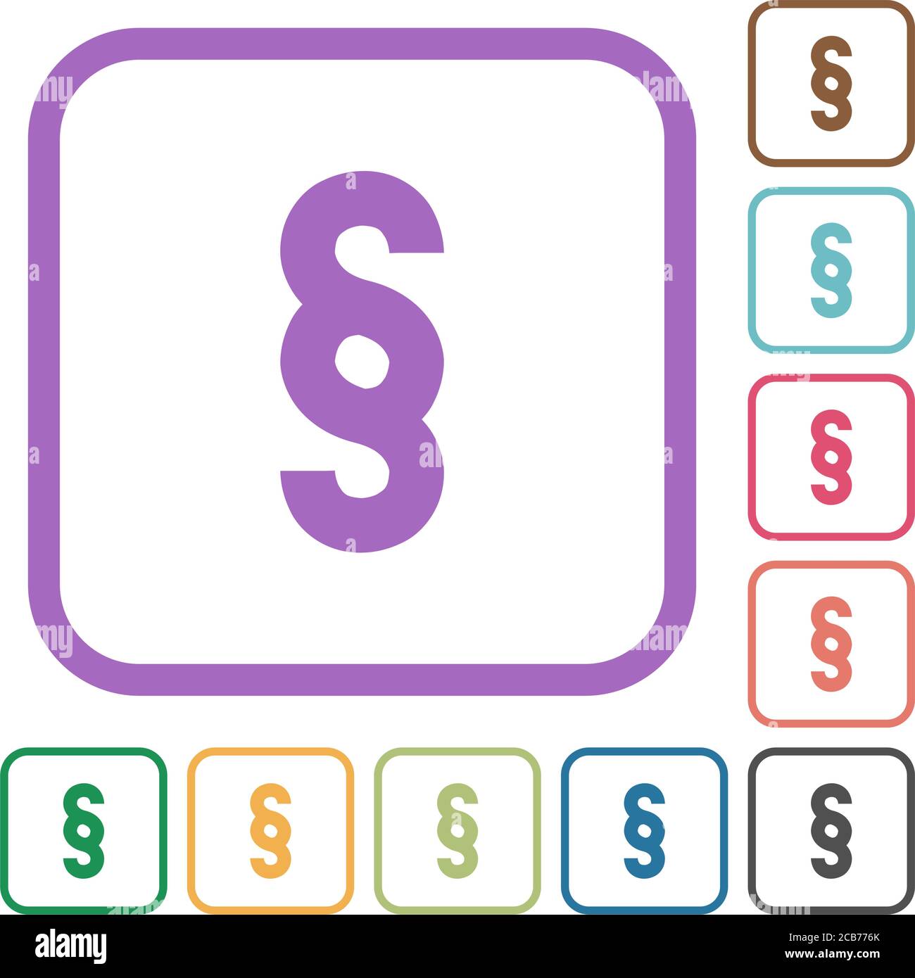 Paragraph symbol simple icons in color rounded square frames on white ...