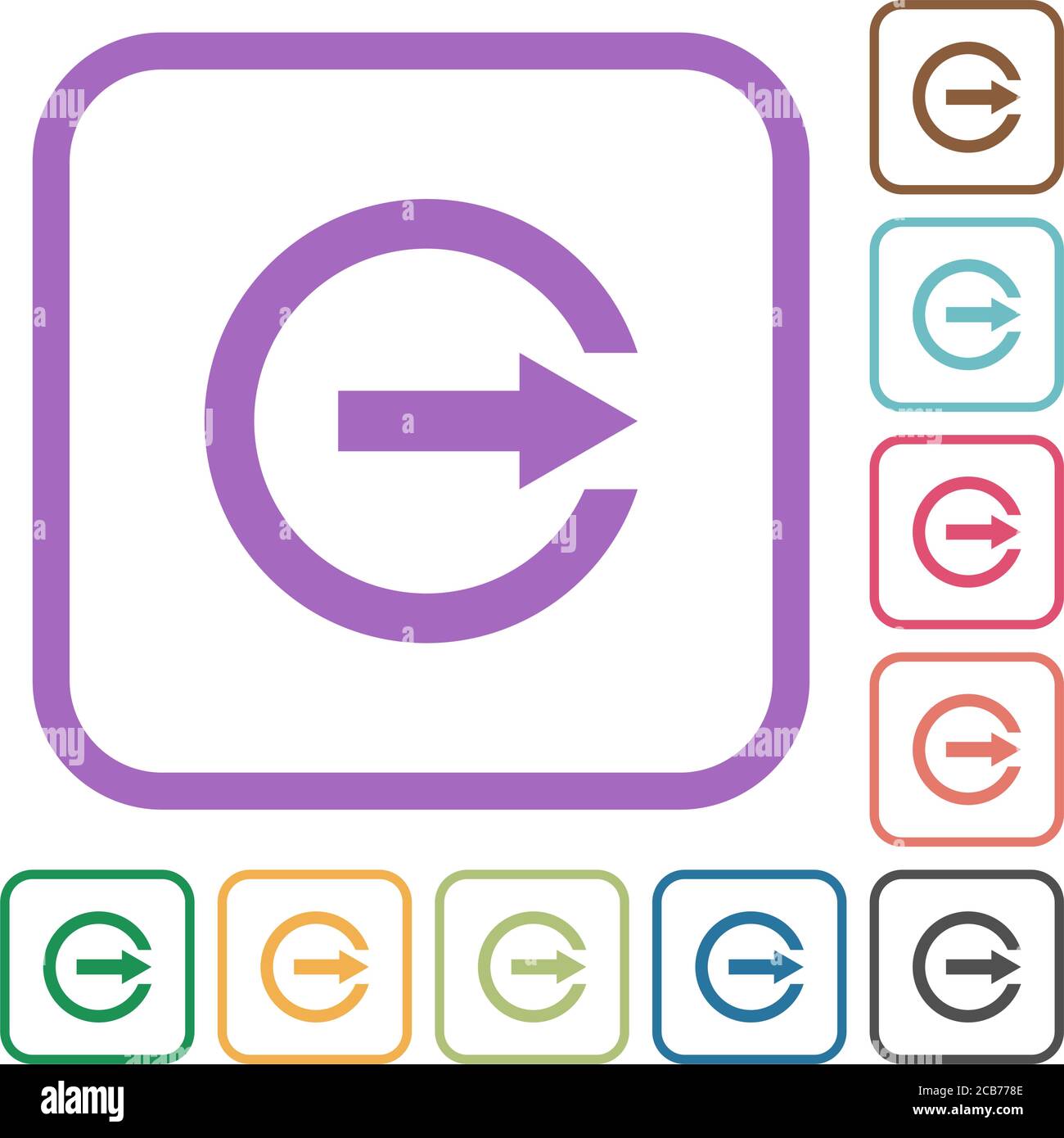 Export with inner arrow simple icons in color rounded square frames on ...