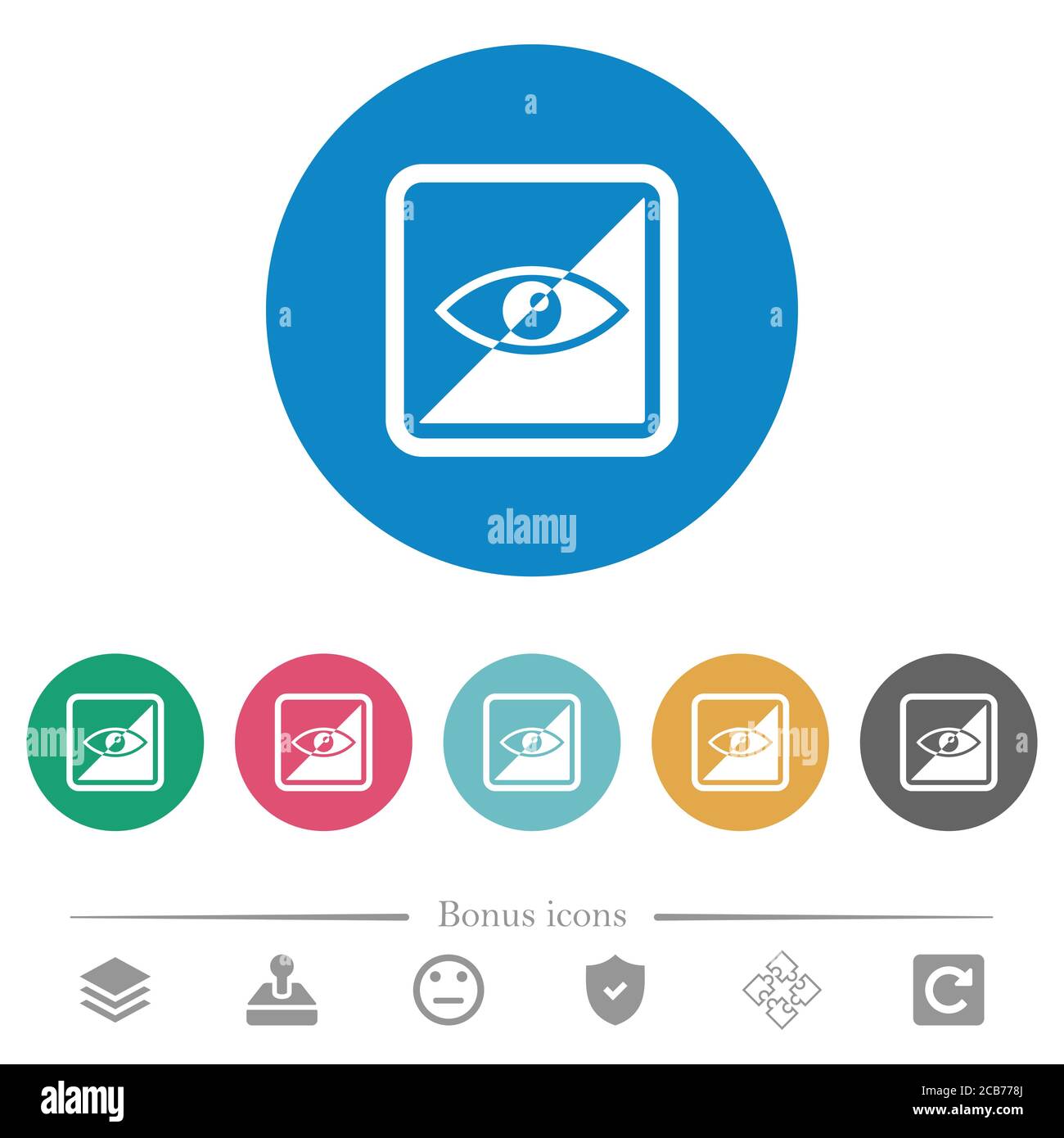 Invert object flat white icons on round color backgrounds. 6 bonus ...