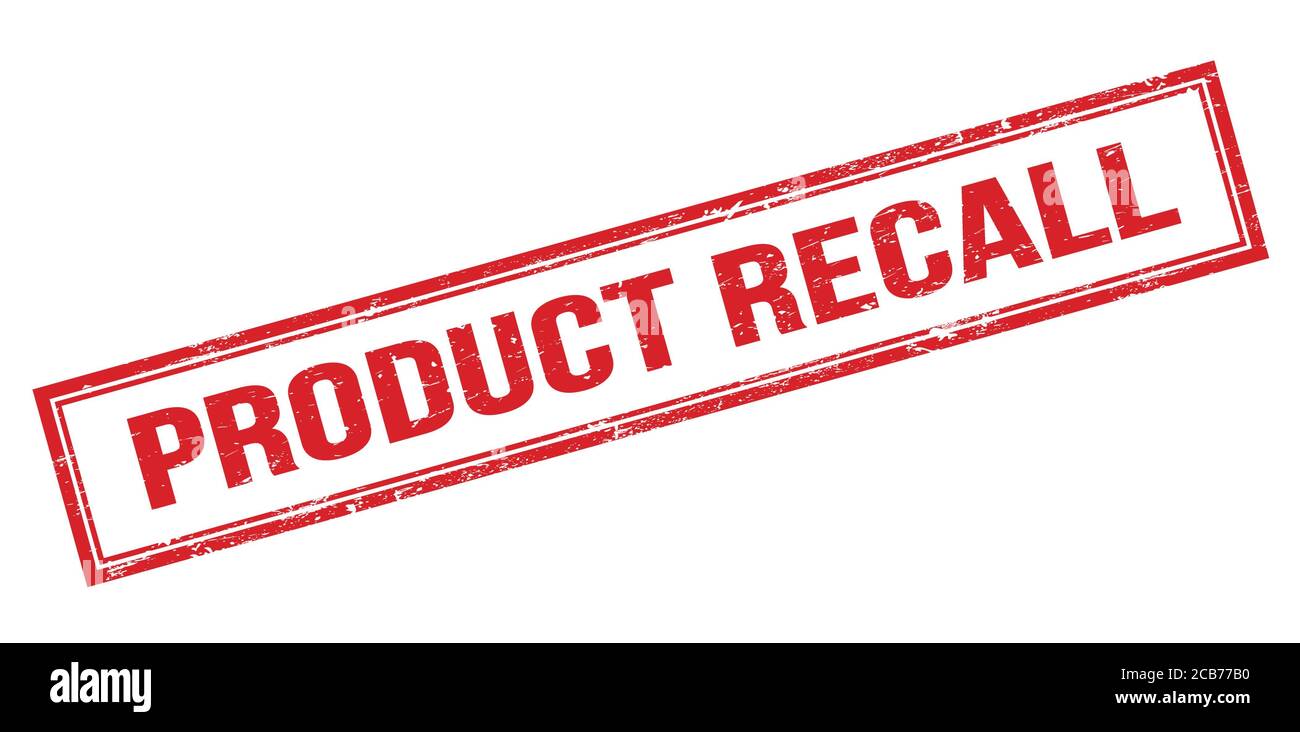 PRODUCT RECALL red grungy rectangle stamp sign Stock Photo - Alamy