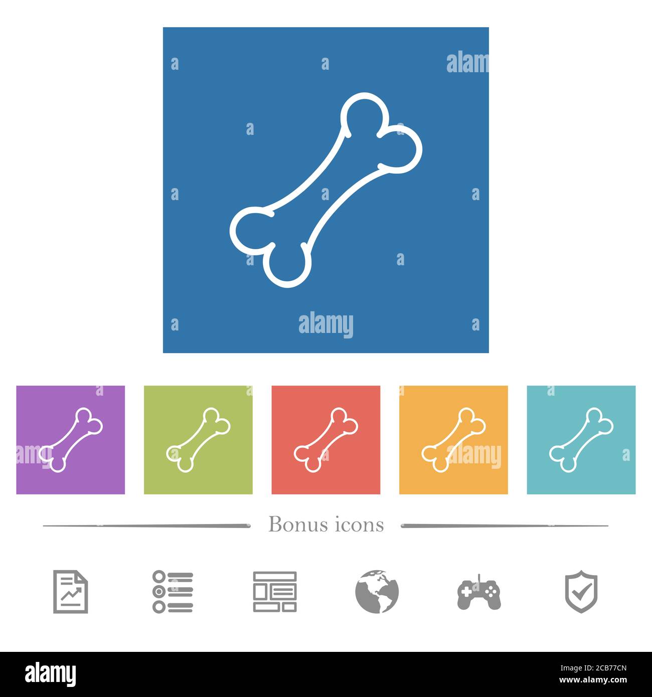 Single bone flat white icons in square backgrounds. 6 bonus icons ...