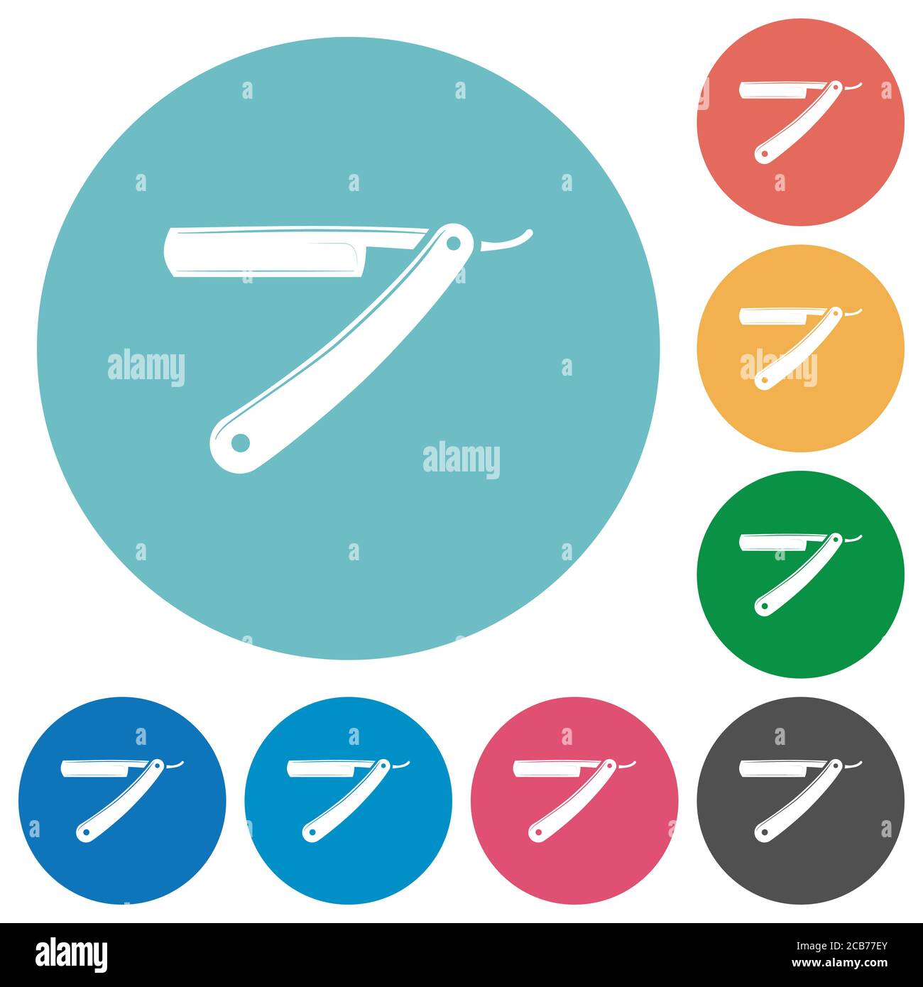 Straight razor flat white icons on round color backgrounds Stock Vector ...