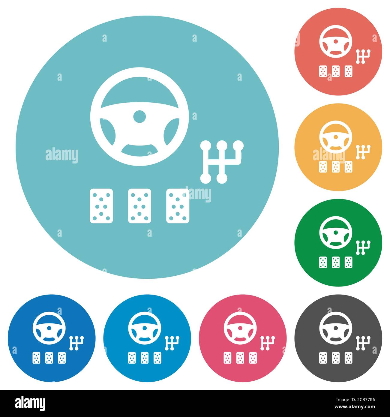 Car controls flat white icons on round color backgrounds Stock Vector ...