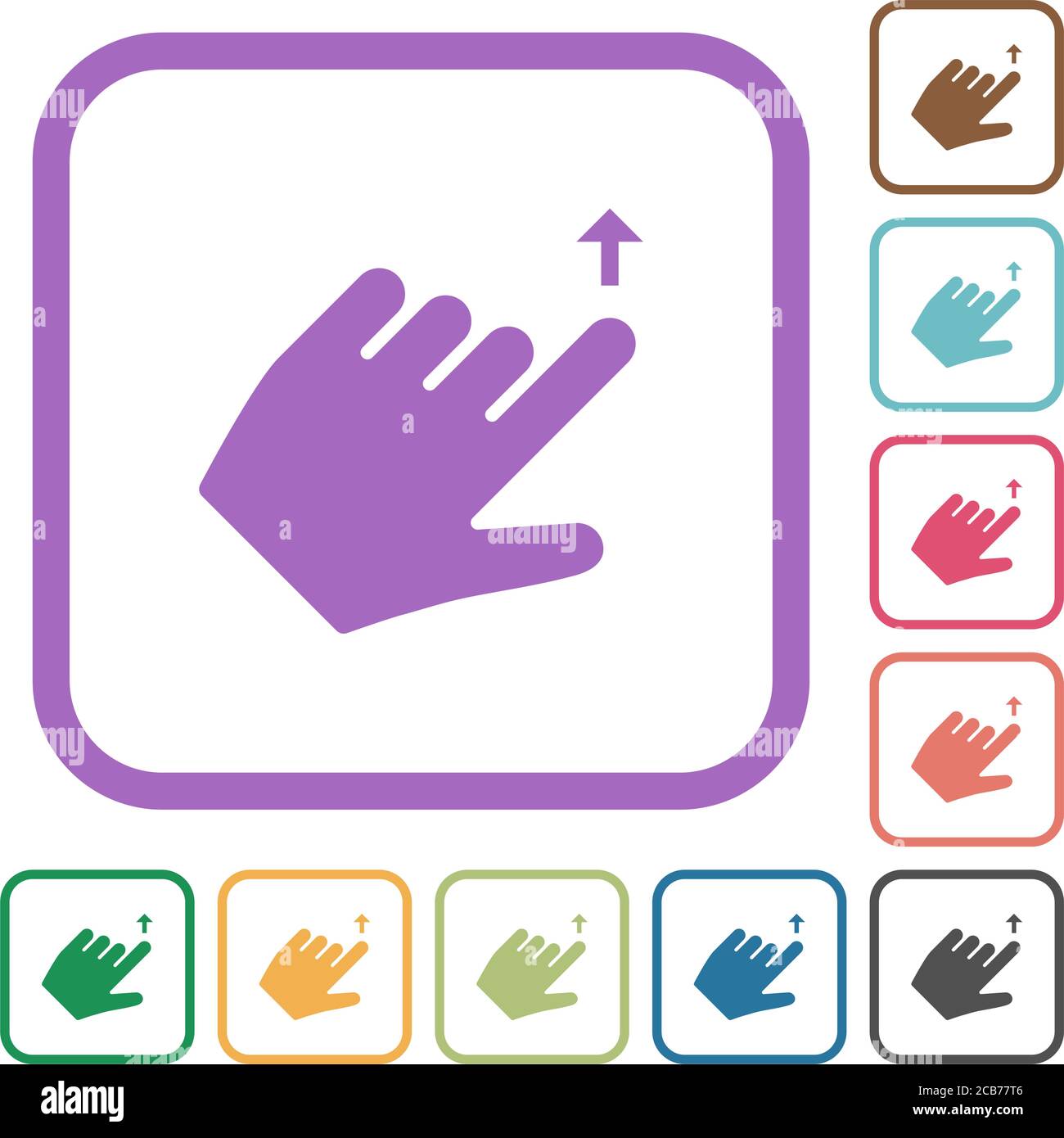 Left handed move up gesture simple icons in color rounded square frames ...