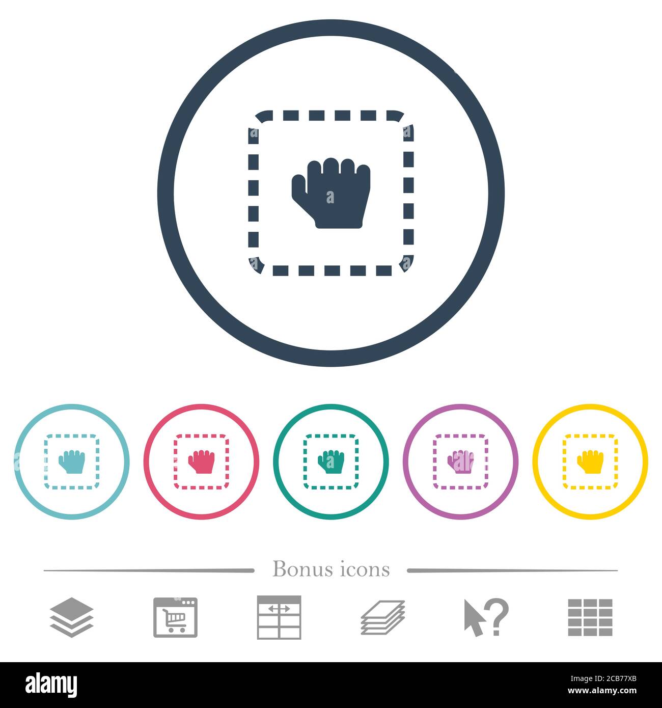 Drag item flat color icons in round outlines. 6 bonus icons included ...