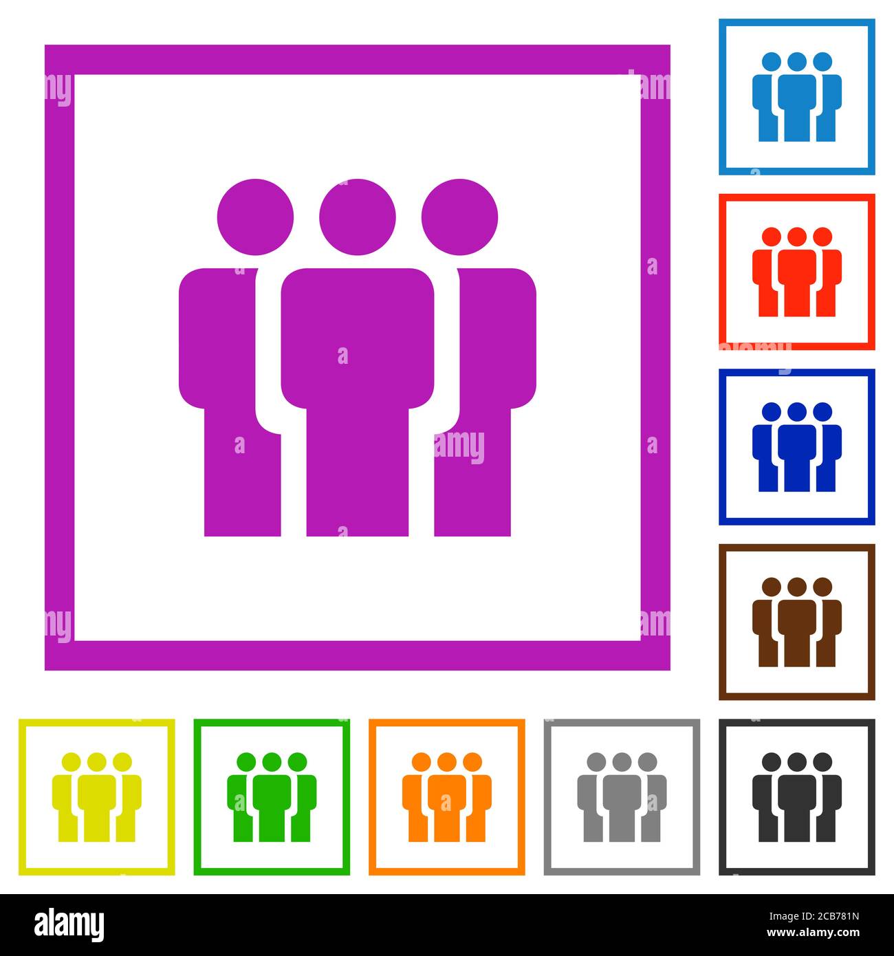 Team flat color icons in square frames on white background Stock Vector ...