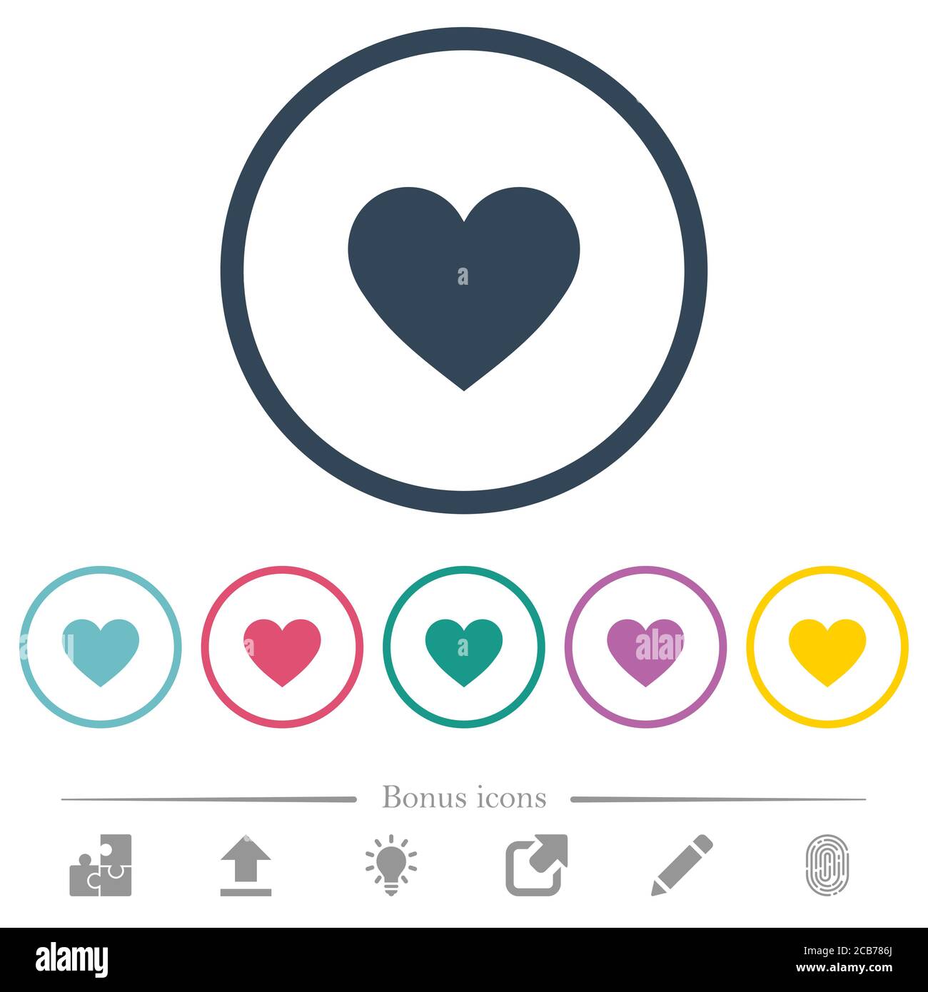 Heart card symbol flat color icons in round outlines. 6 bonus icons ...