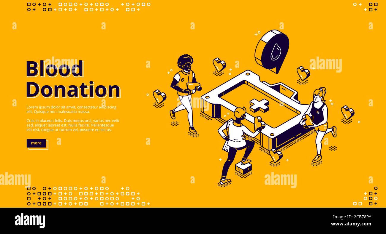 Blood donation isometric landing page, donor experience, lifeblood ...