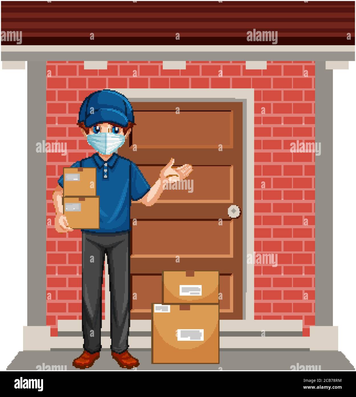 Man delivery package on white background illustration Stock Vector ...