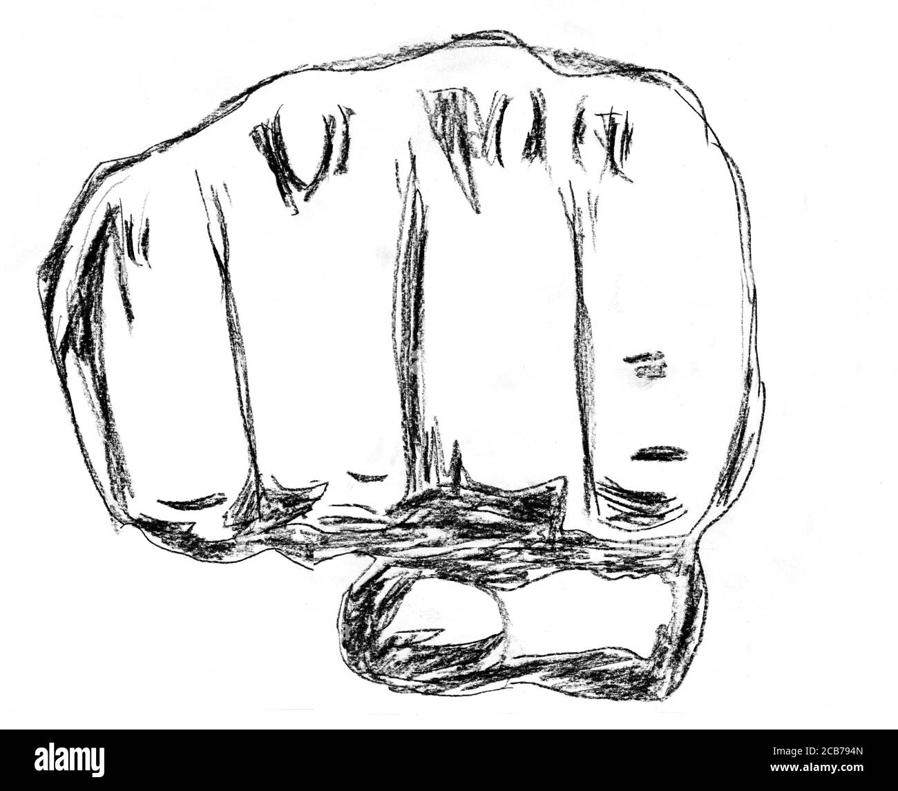 hand drawn human fist, charcoal and pencil, isolated on white Stock ...