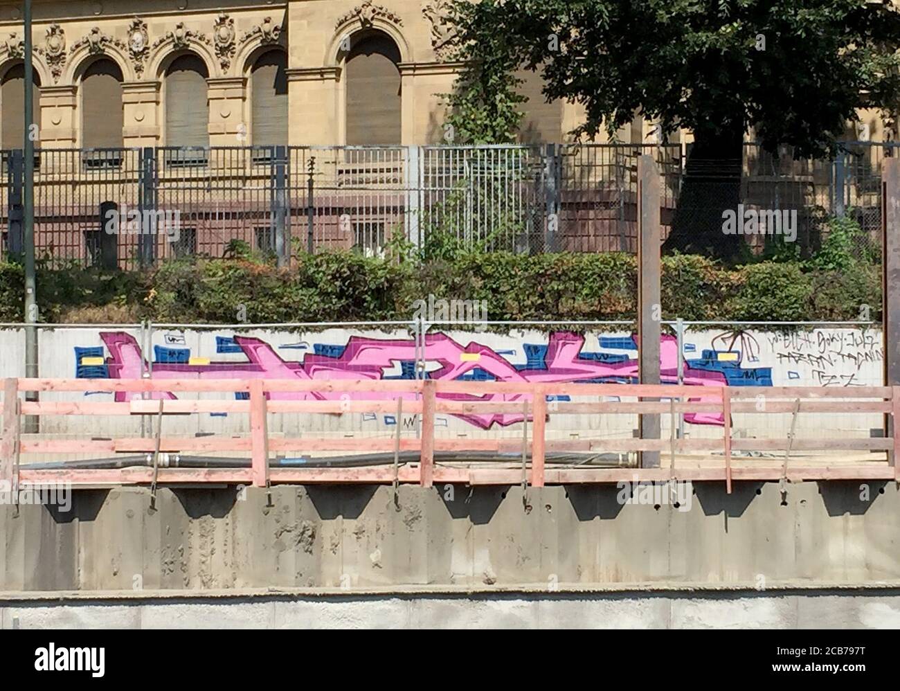 Karlsruhe, Germany. 11th Aug, 2020. Paint smears are visible on a ...