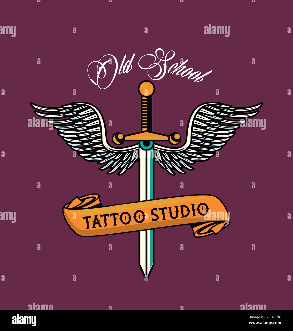 dagger with wings tattoo studio graphic vector illustration design ...