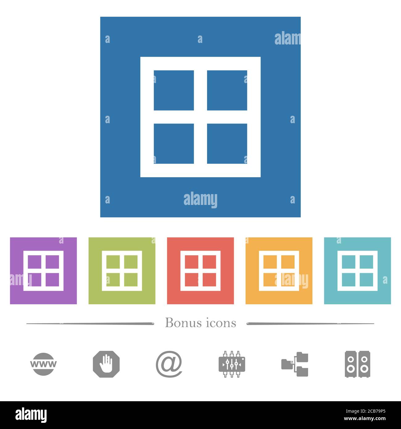 All borders flat white icons in square backgrounds. 6 bonus icons ...