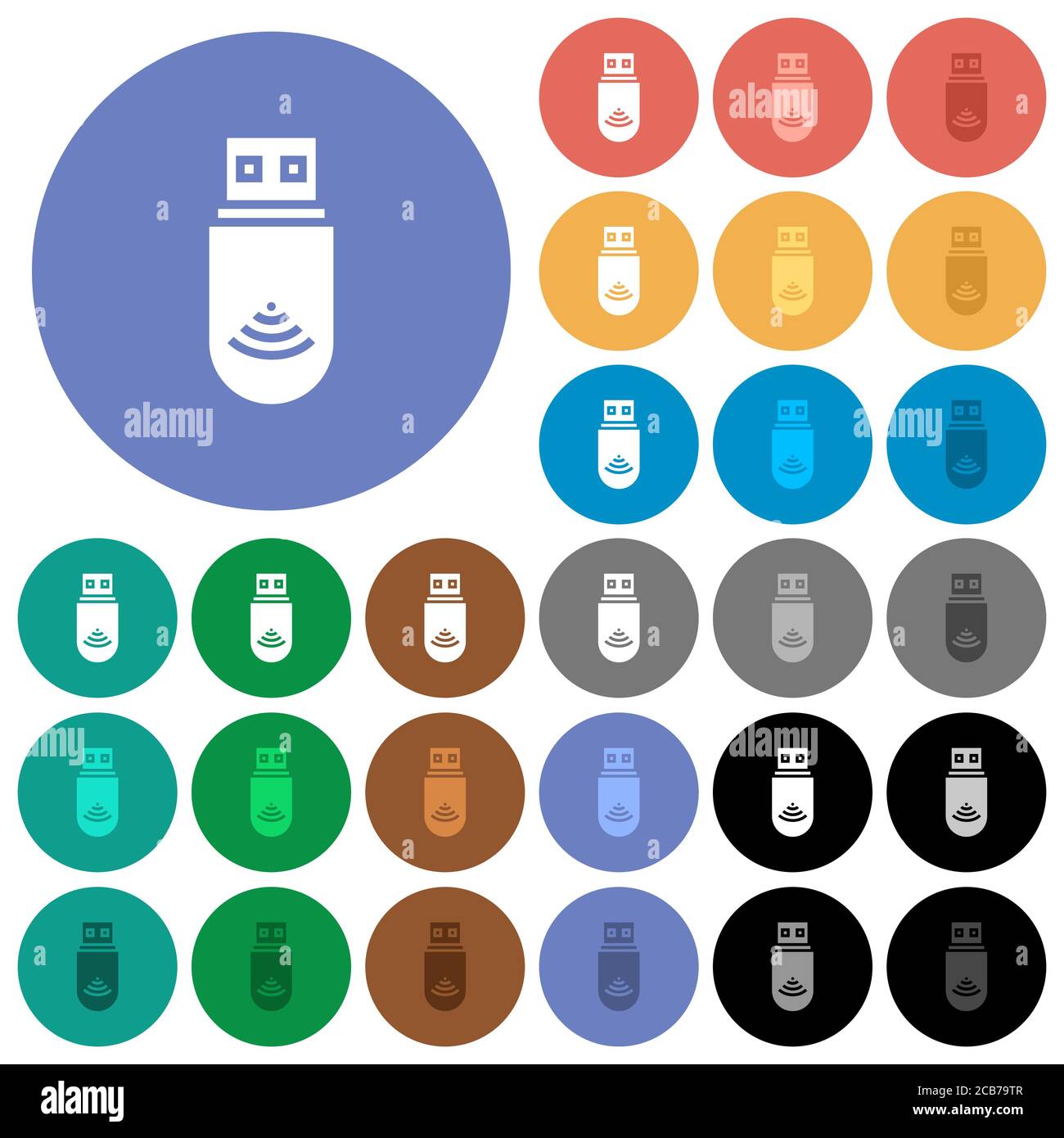 USB wifi dongle multi colored flat icons on round backgrounds. Included ...