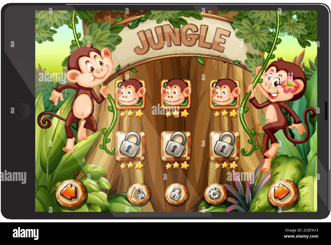 Jungle game on tablet screen illustration Stock Vector Image & Art - Alamy