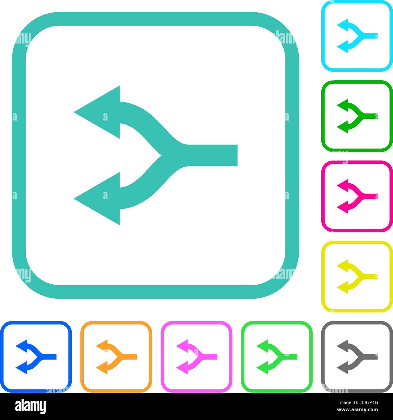 Split arrows left vivid colored flat icons in curved borders on white ...