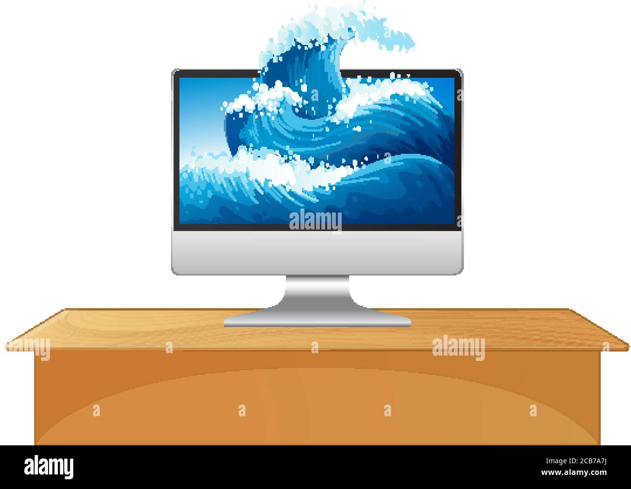 Ocean waves on computer desktop illustration Stock Vector Image & Art ...