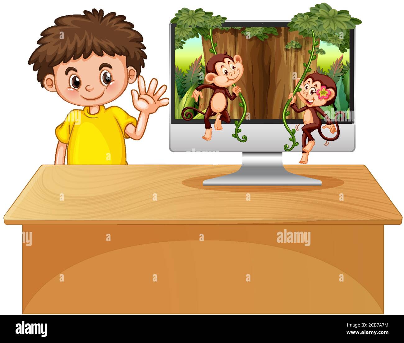 Jungle theme on computer background illustration Stock Vector Image ...