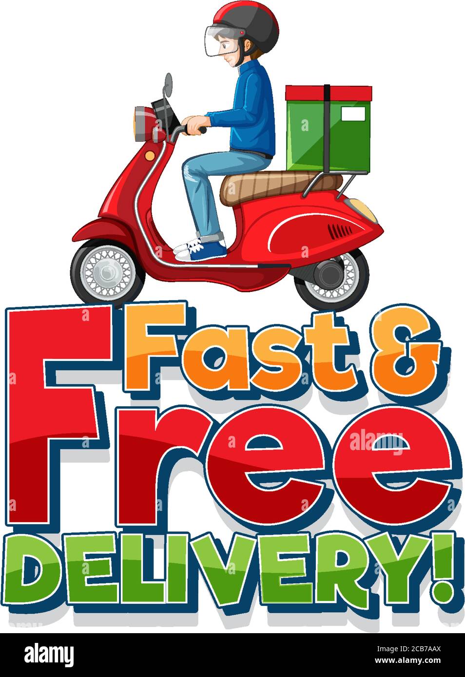 Fast and free delivery logo with bikeman or courier illustration Stock ...
