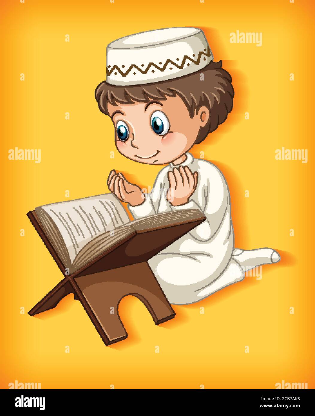 Muslim boy reading from the quran illustration Stock Vector Image & Art ...