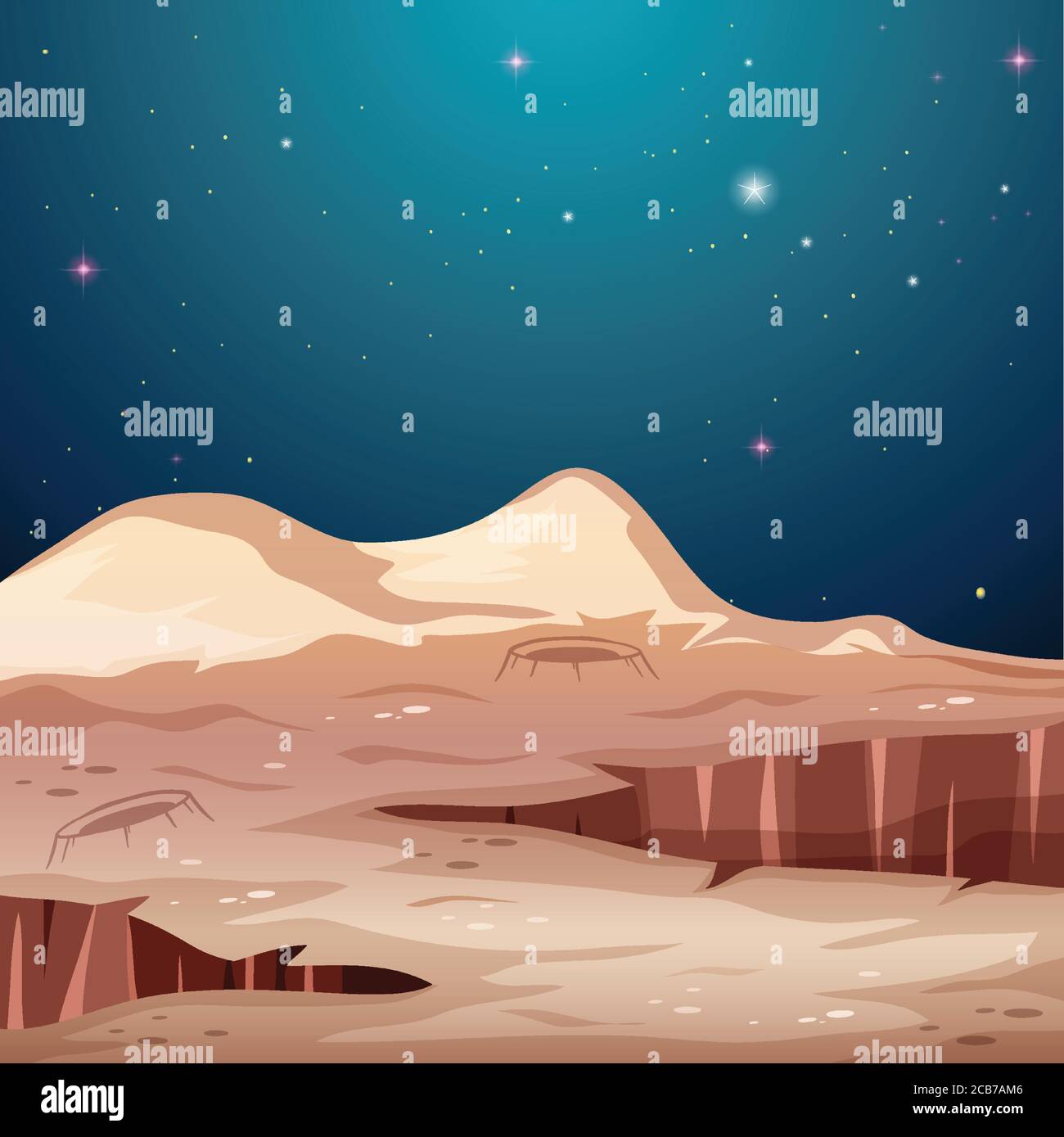 Mars space surface landscape illustration Stock Vector Image & Art - Alamy