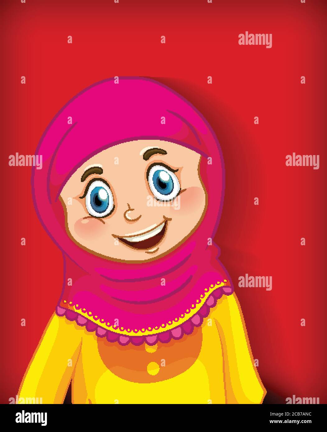Happy muslim girl cartoon character illustration Stock Vector Image ...