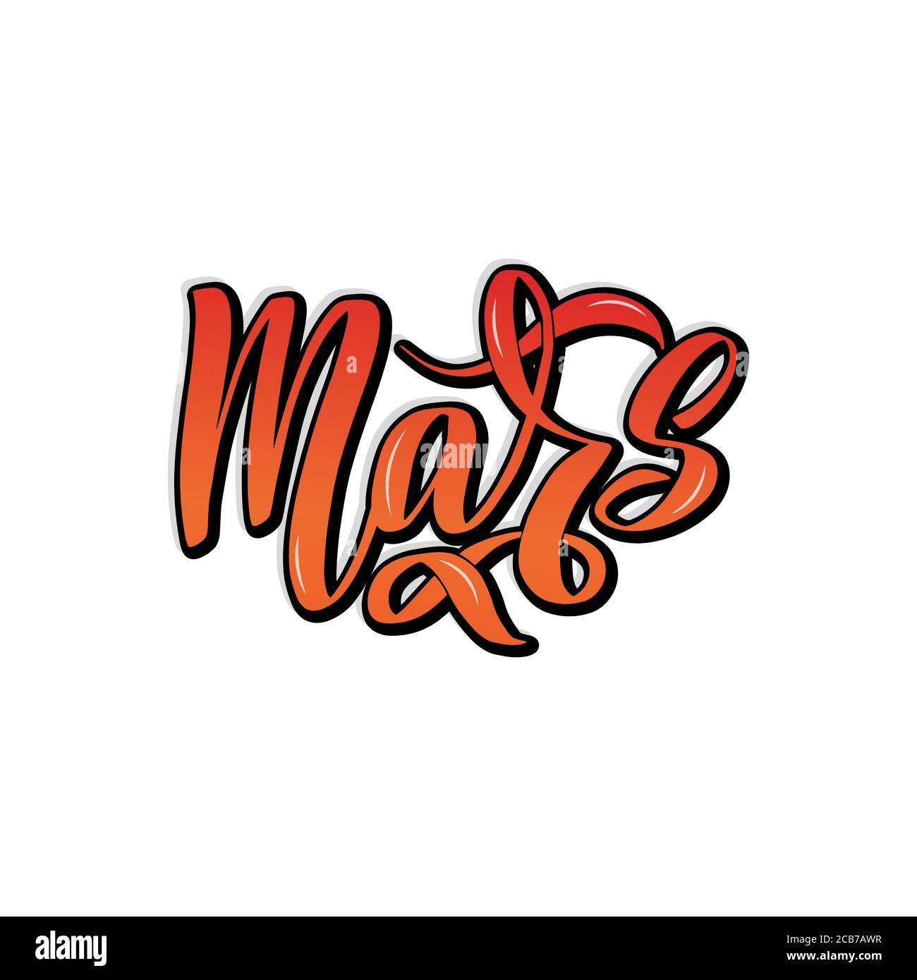 Hand drawn lettering Mars. Elegant inspirational modern handwritten ...