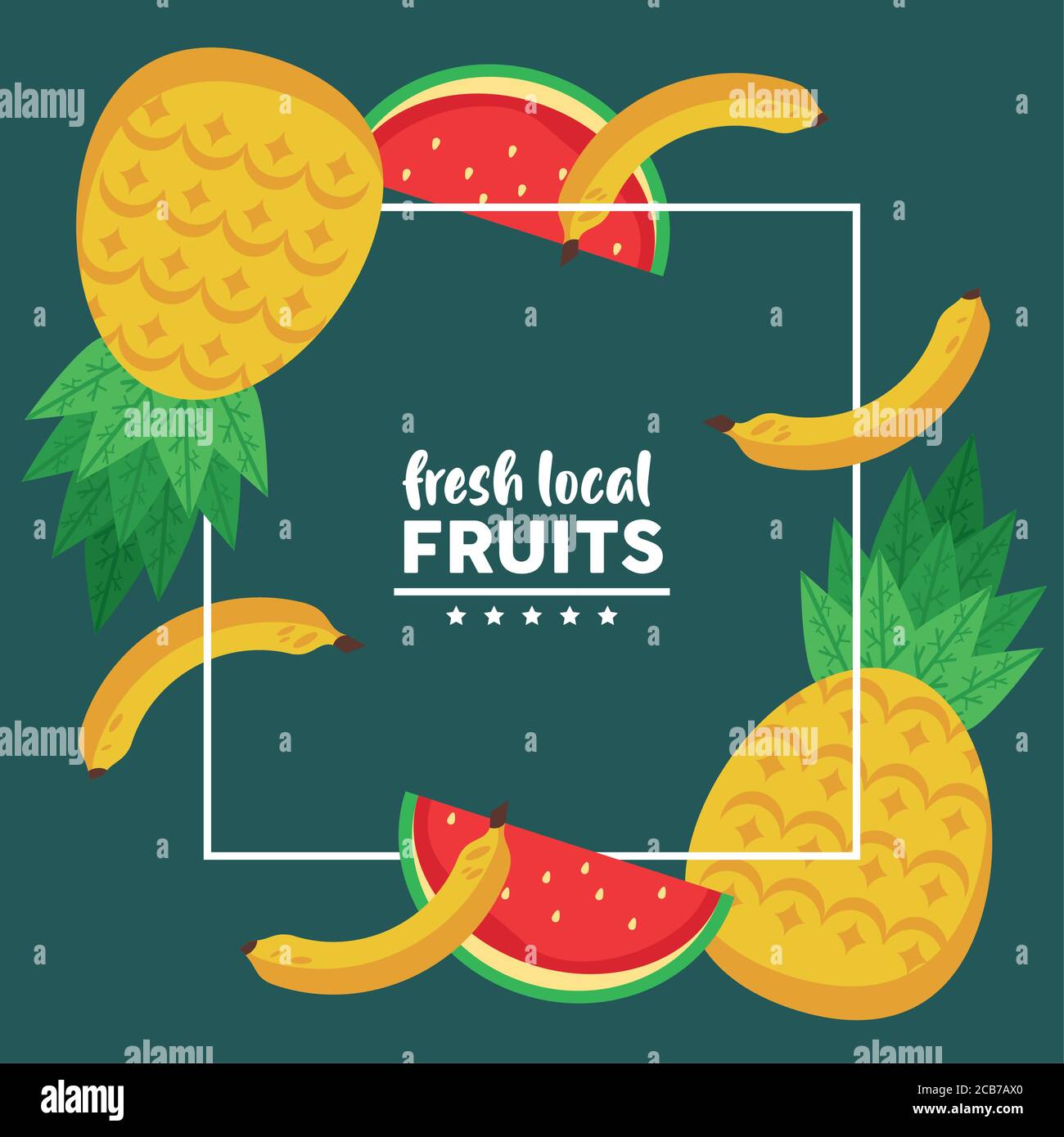 fresh local fruits with watermelons and pineapples in green background ...