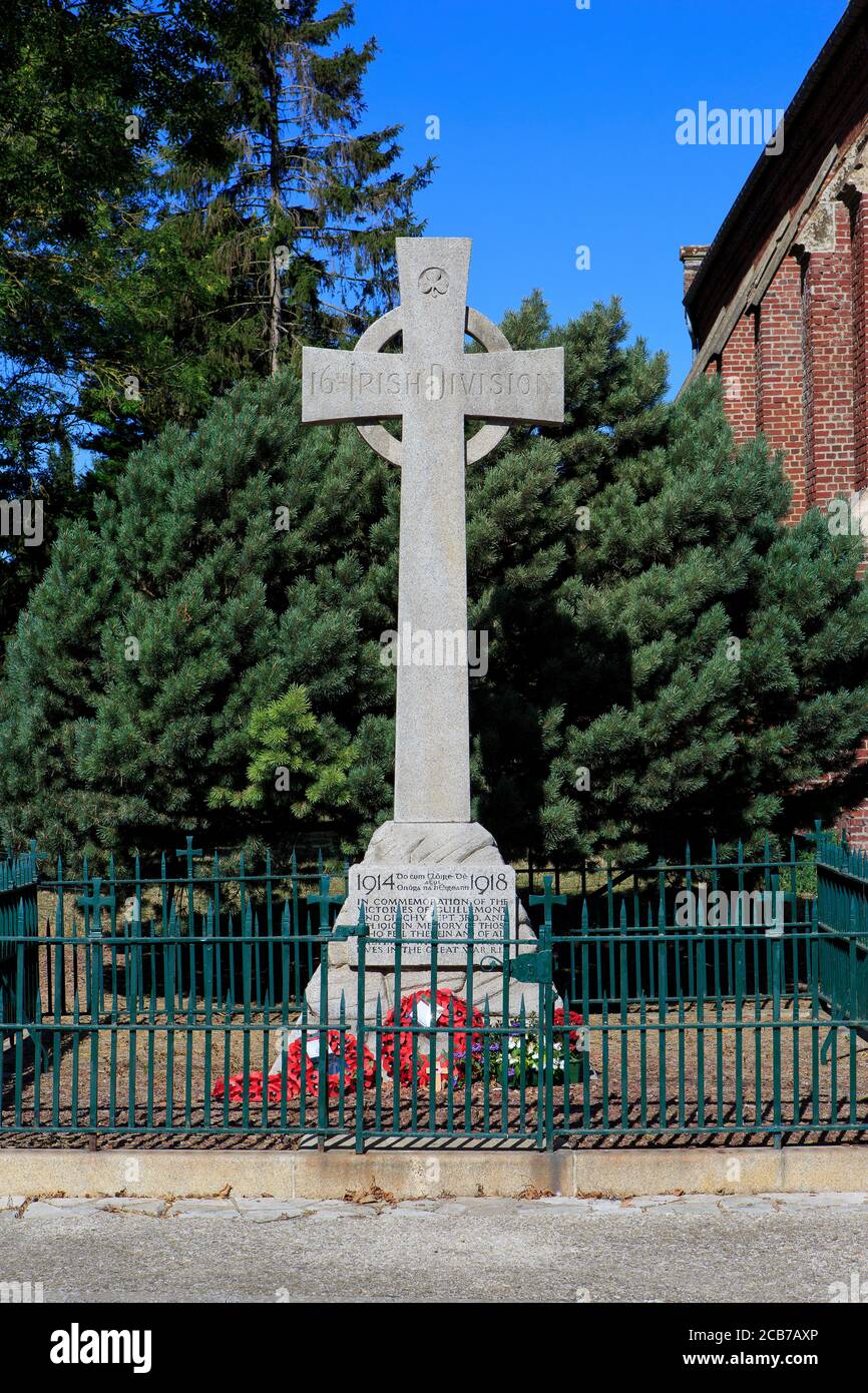 Celtic cross at the 16th (Irish) Division World War I Memorial in ...