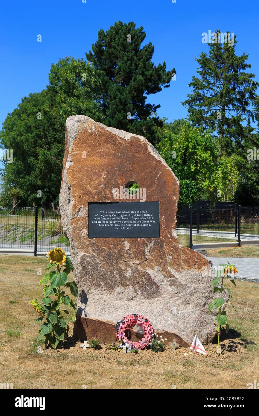 Monument to the Jersey Contingent, Royal Irish Rifles, who fought and ...