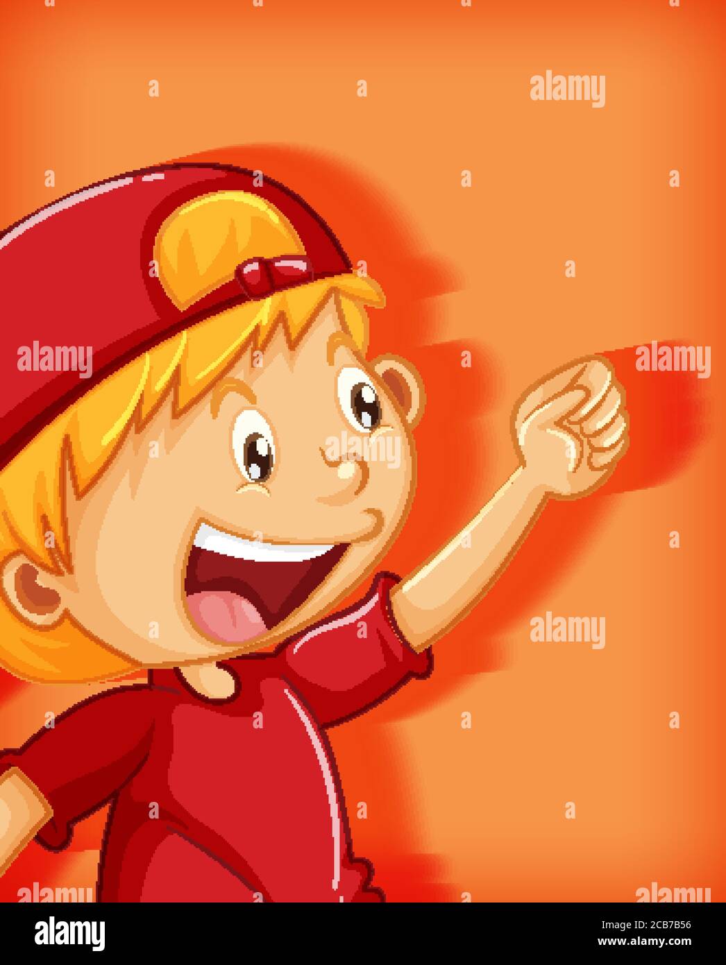 Cute boy wearing red cap with stranglehold position cartoon character ...