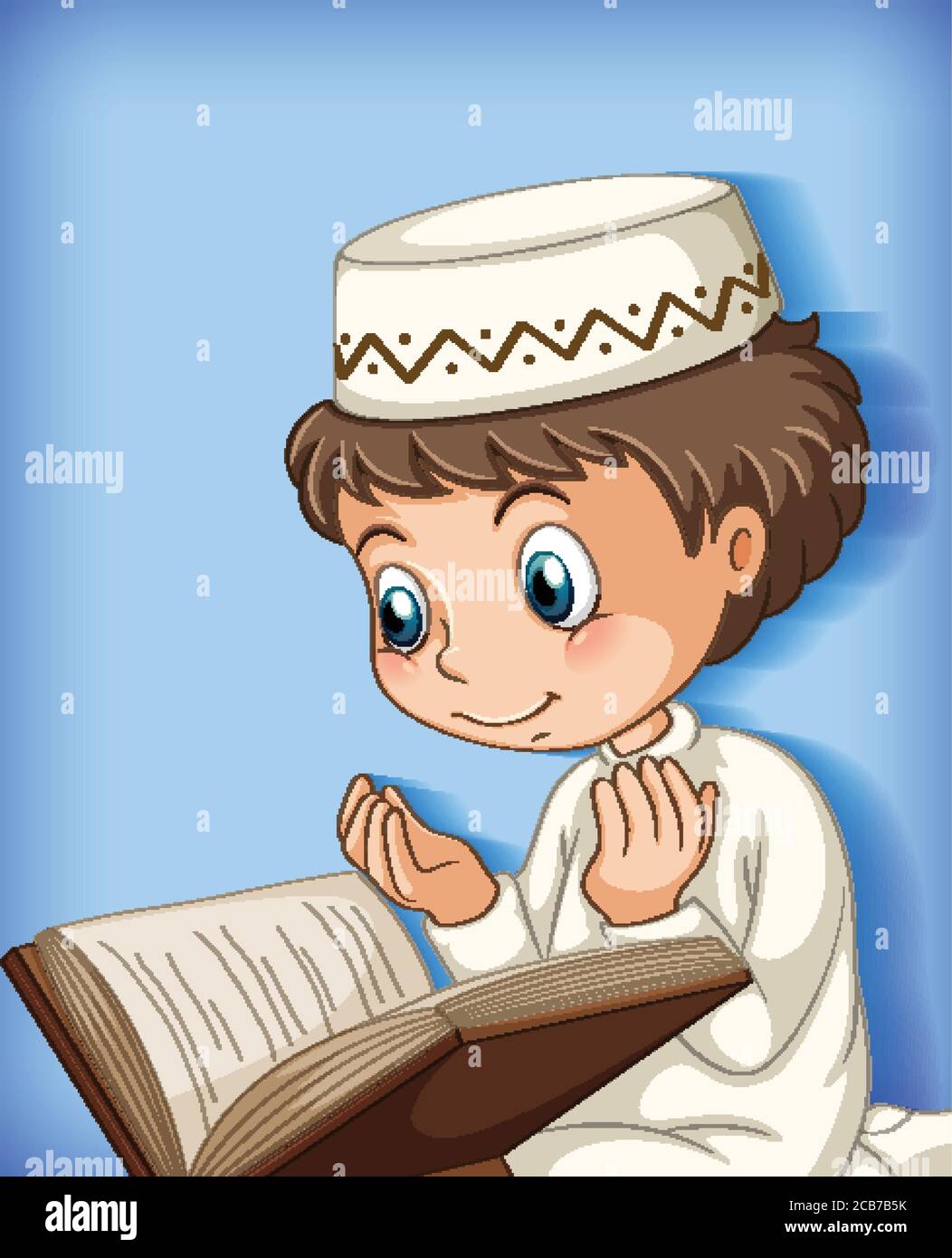 Muslim boy reading from the quran illustration Stock Vector Image & Art ...