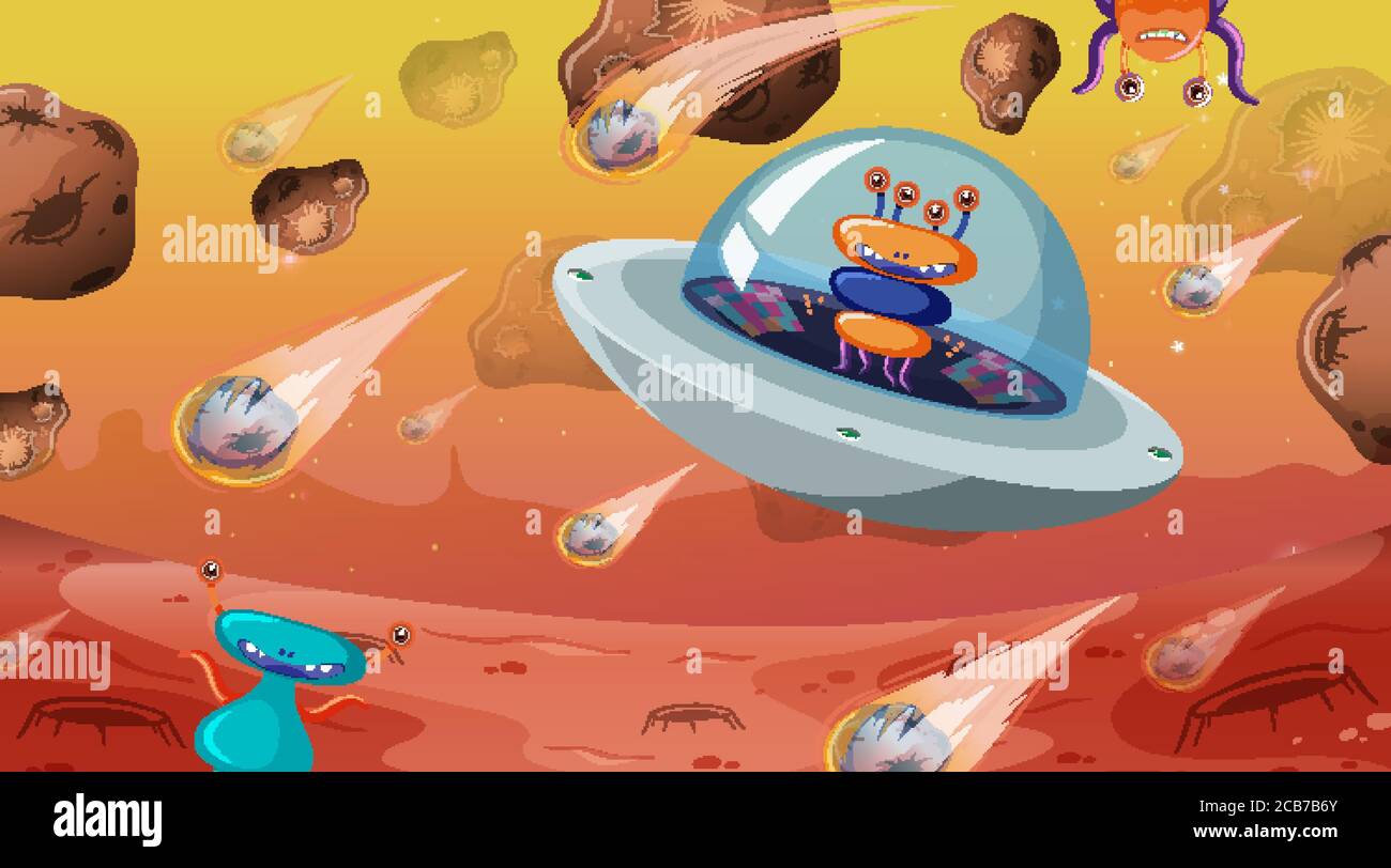 Alien in space scene illustration Stock Vector Image & Art - Alamy