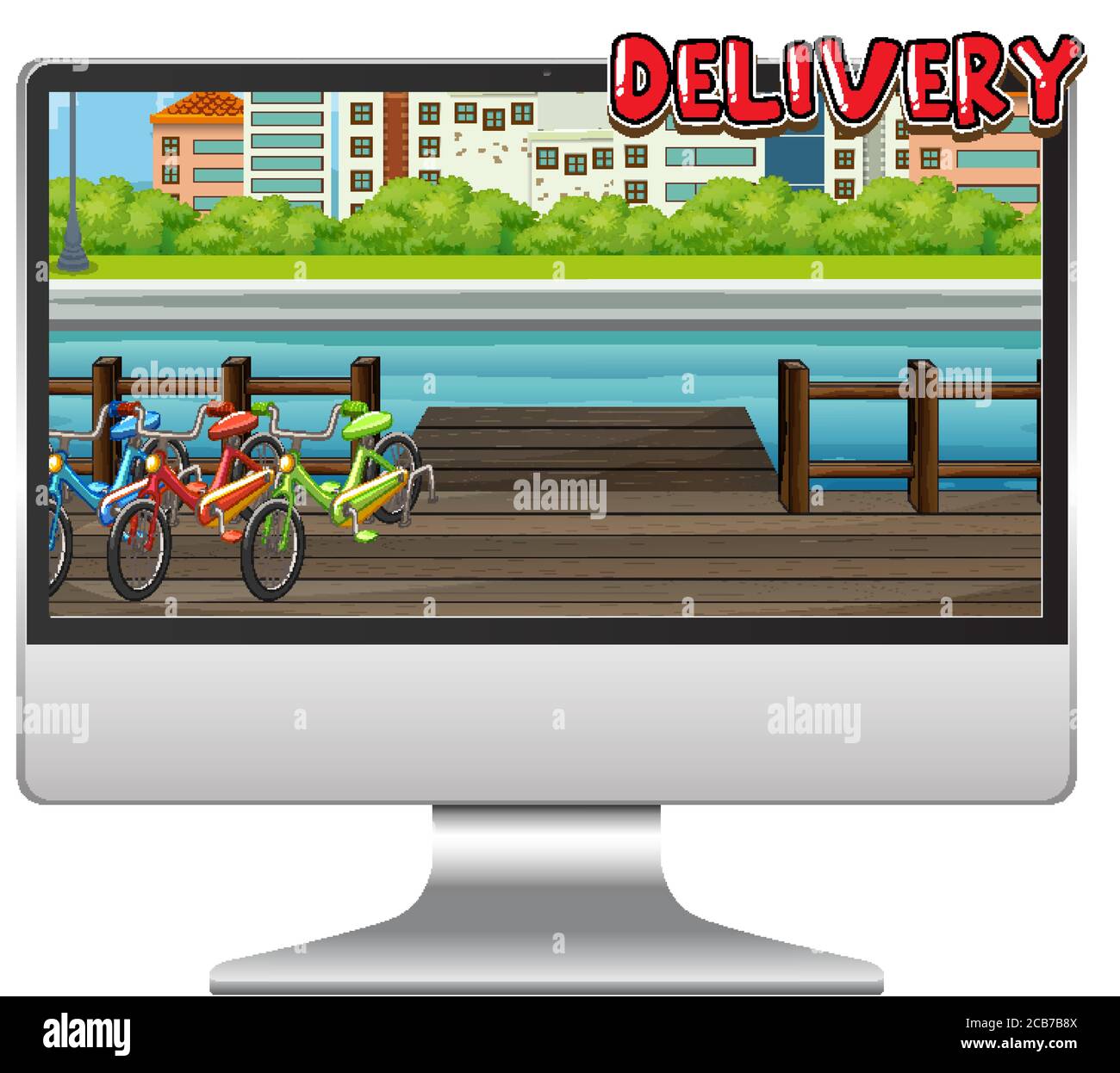 Computer with delivery logo illustration Stock Vector Image & Art - Alamy