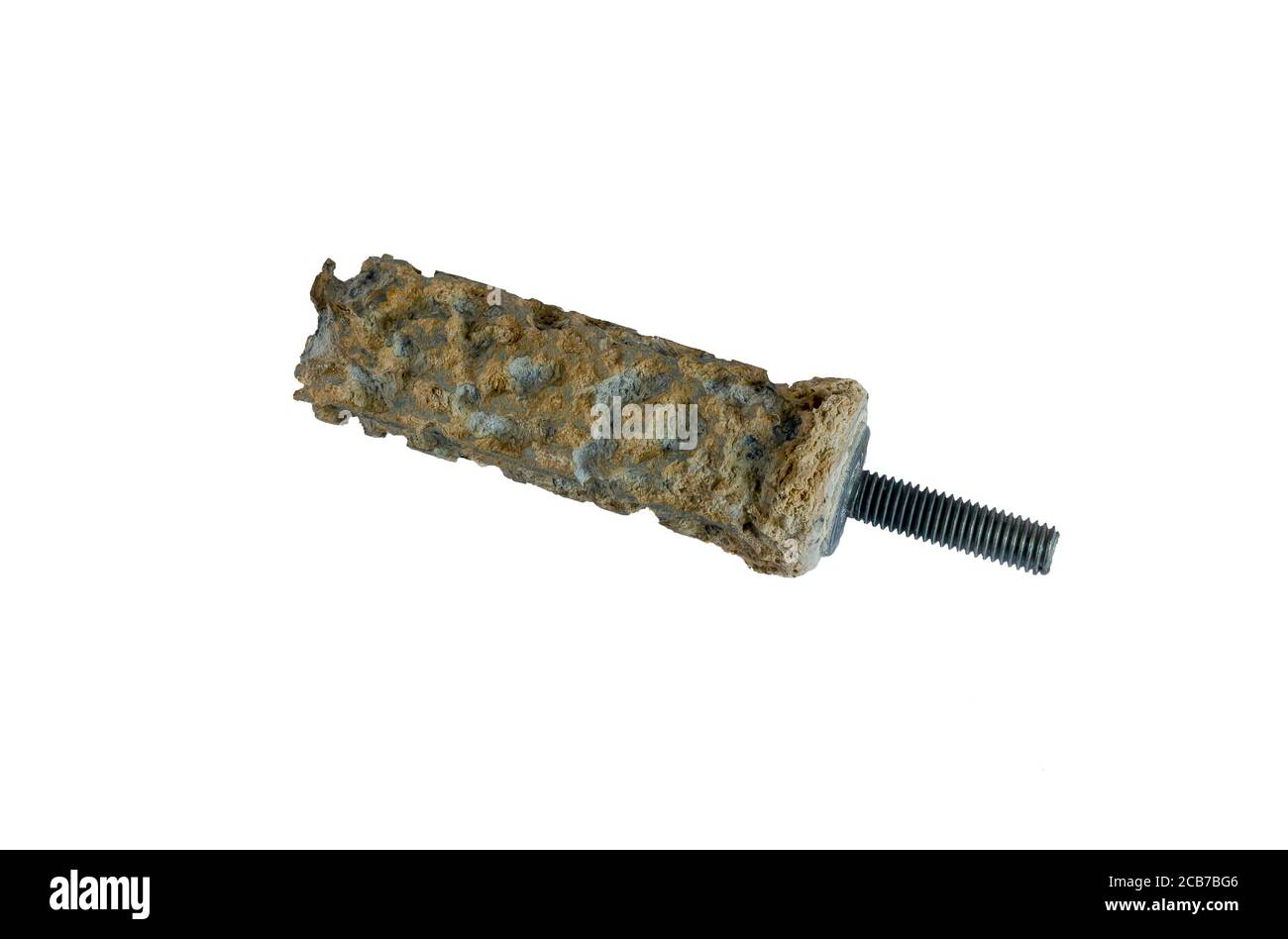 Old anode of a water heater. Worn magnesium anode. Rod to protect the ...