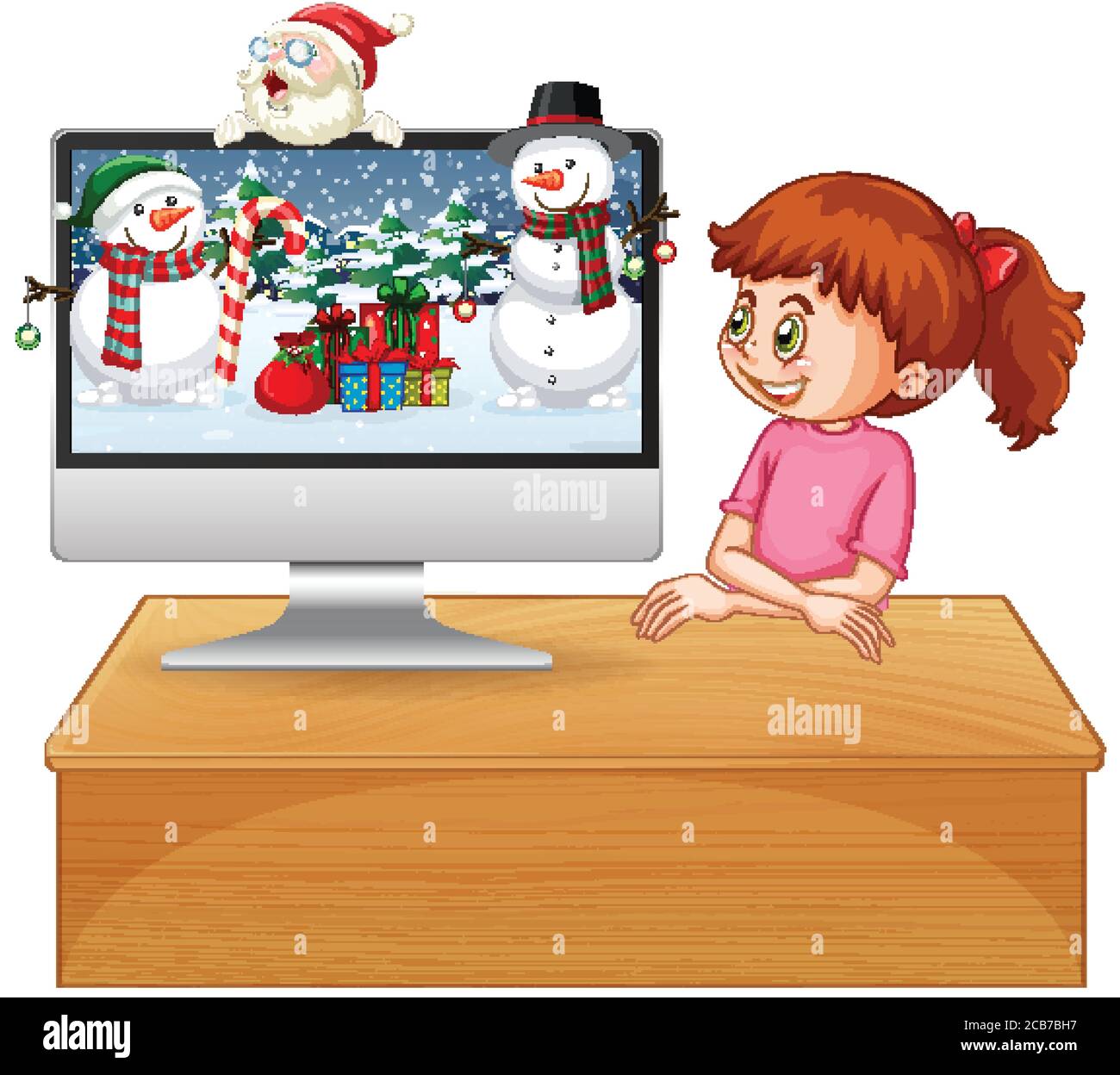 Xmas theme on computer desktop illustration Stock Vector Image & Art ...