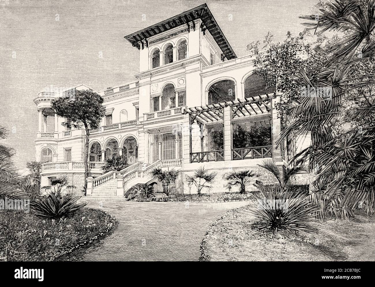 Villa Cyrnos, Empress Eugenie's residence, Cap Martin, France. Old XIX ...