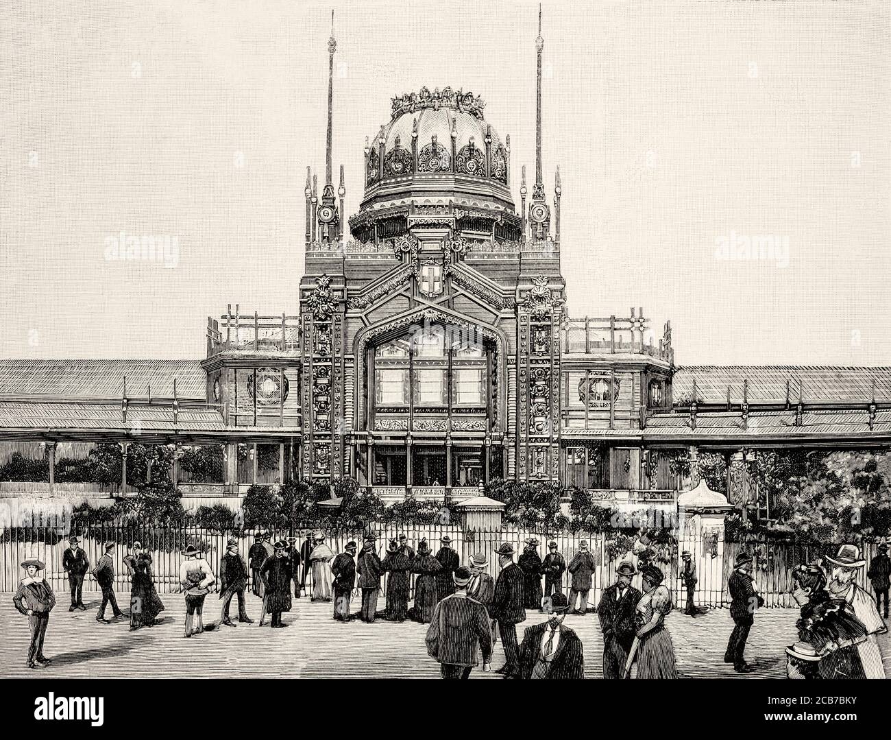 Main facade of the United Exhibitions 1894 in Milan, Italy. Europe. Old ...