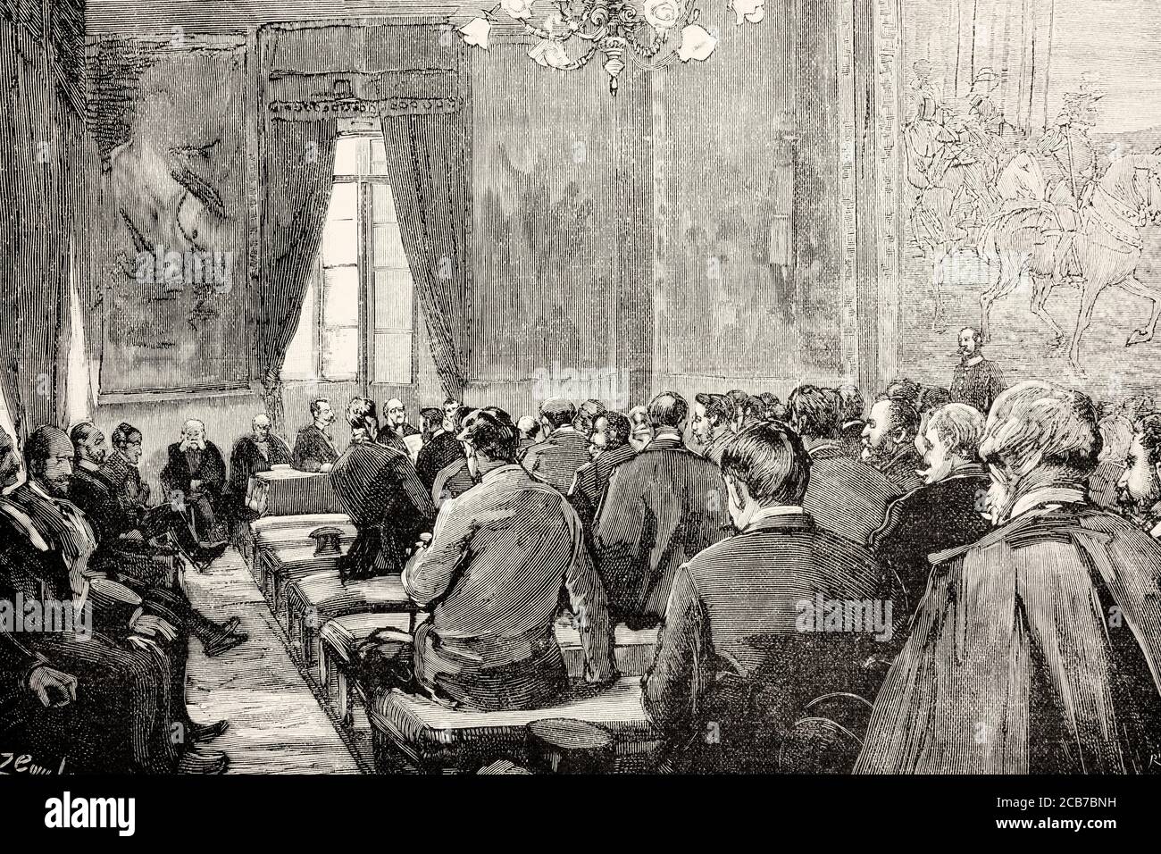 Meeting of the fourth section of the Spanish Senate in the 19th century ...